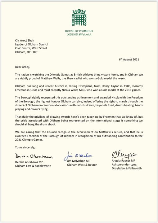 Golden Matthew Walls! – Jim McMahon OBE MP