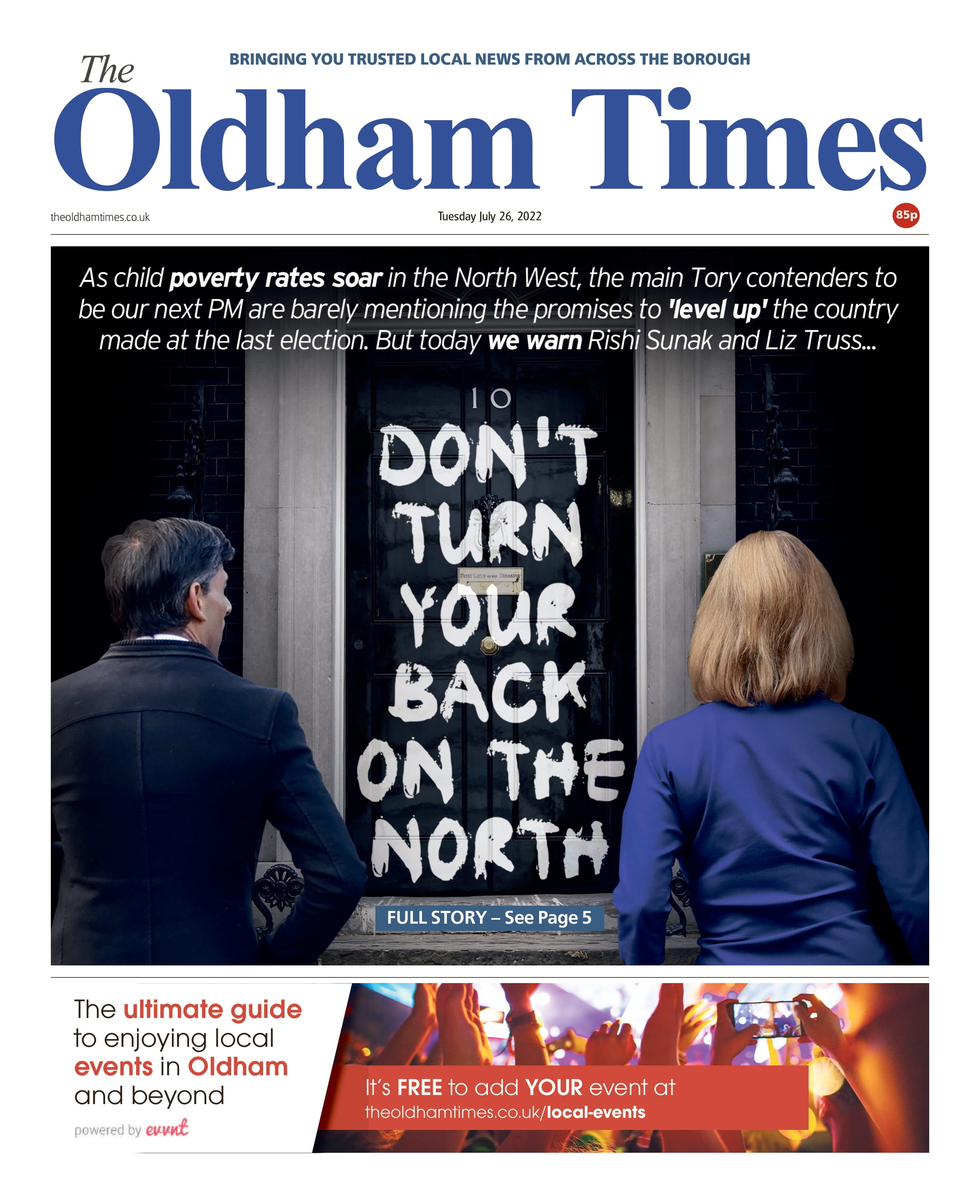 An important message on The Oldham Times front page – Jim McMahon OBE MP
